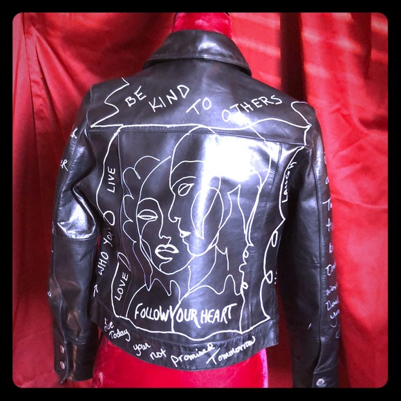 Jackets & Coats | Hand Painted Leather Jacket | Poshmark